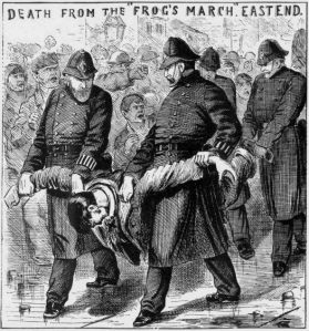 original meaning of ‘to frog-march’ – word histories