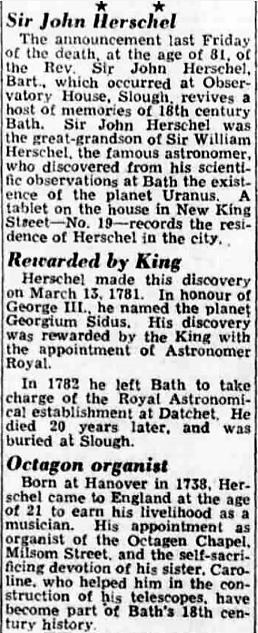 history of ‘Georgium Sidus’ (Uranus) – word histories